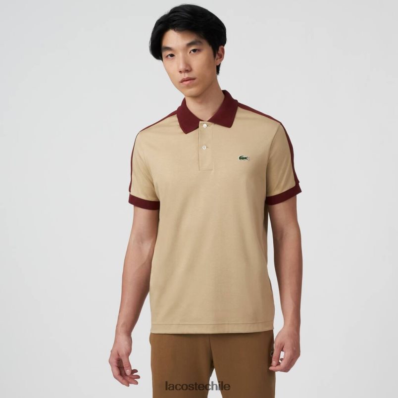 Lacoste hombres polo de ajuste clásico con cuello en contraste beige ropa JVF2BL580 [JVF2BL580 ...