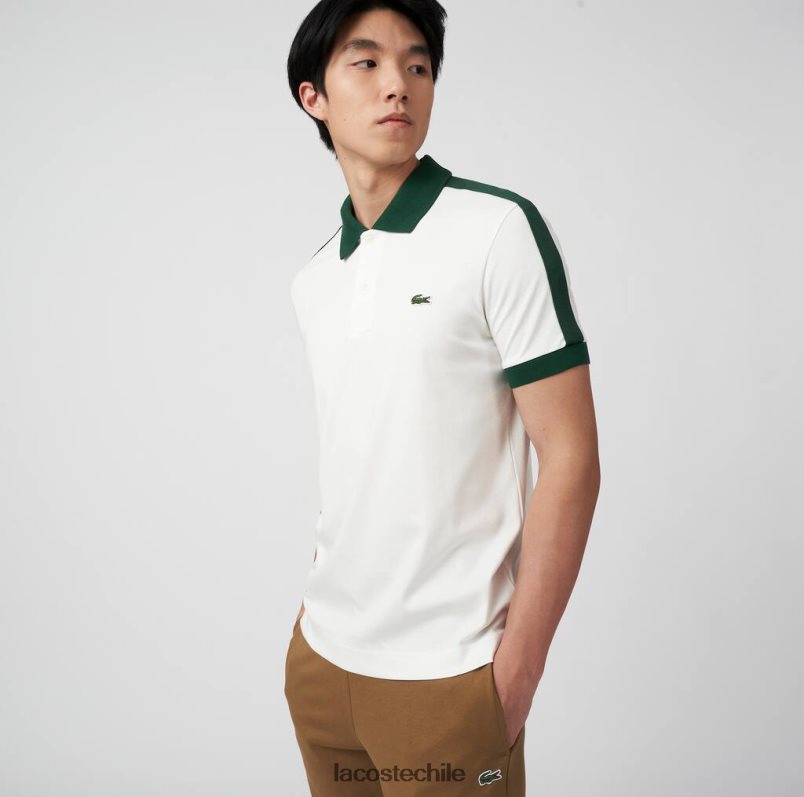 Lacoste hombres polo de ajuste clásico con cuello en contraste blanco ...