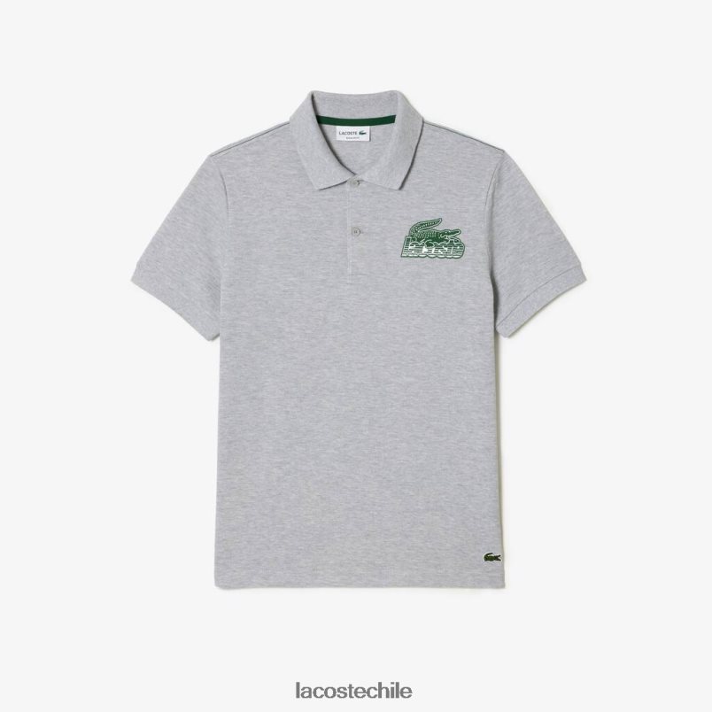 Lacoste hombres polo de minipiqué de algodón lomo gris ropa JVF2BL102 ...