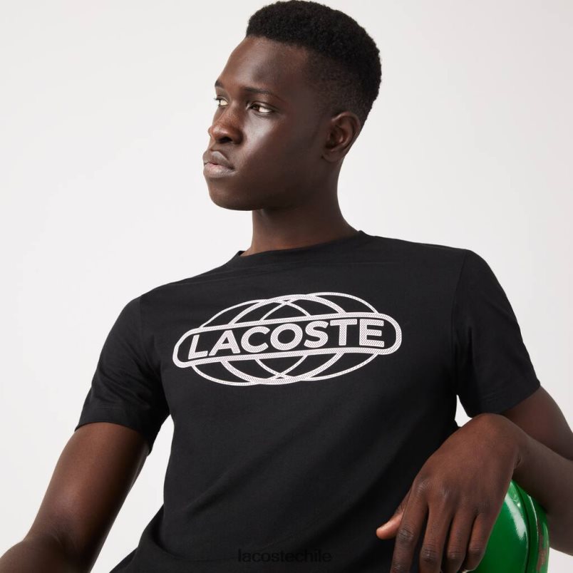 Lacoste hombres camiseta deportiva de punto orgánico negro ropa ...