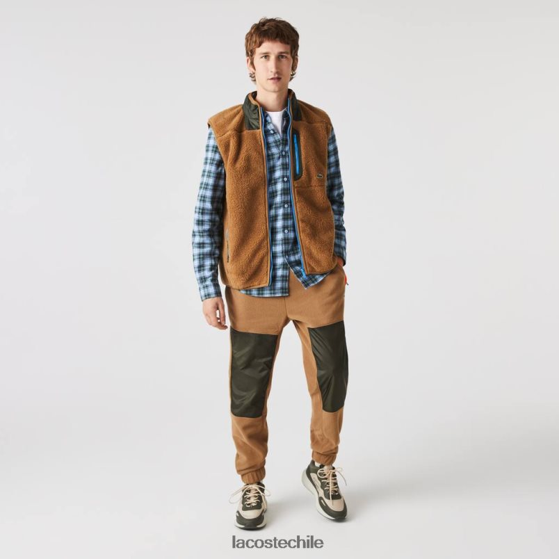 Lacoste hombres chaleco polar sherpa marrón/verde caqui ropa JVF2BL1262 [JVF2BL1262] : Lacoste ...