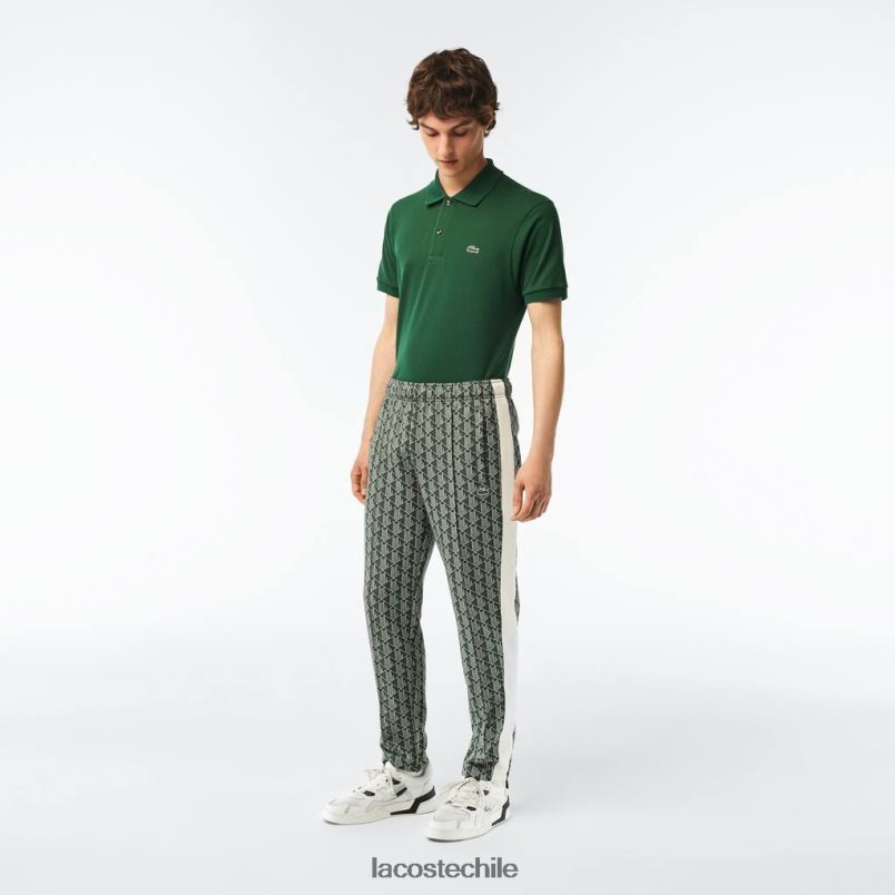 Lacoste hombres pantalones de chándal con monograma verde/beige ropa ...