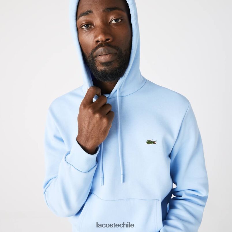 Lacoste hombres sudadera con capucha de algodón orgánico azul ropa ...