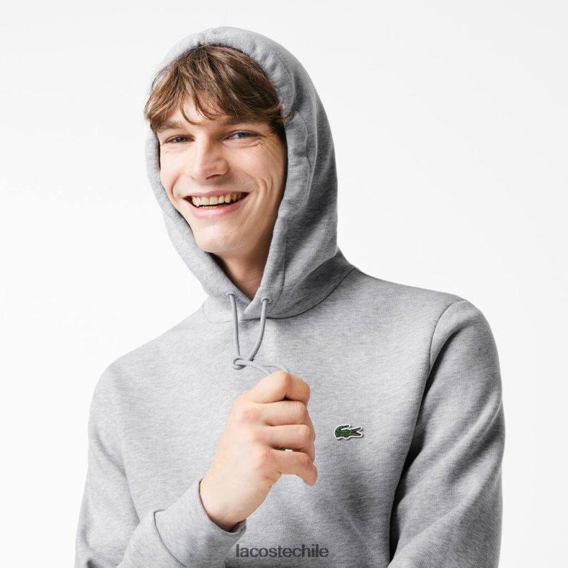 Lacoste hombres sudadera con capucha de algodón orgánico lomo gris ropa ...
