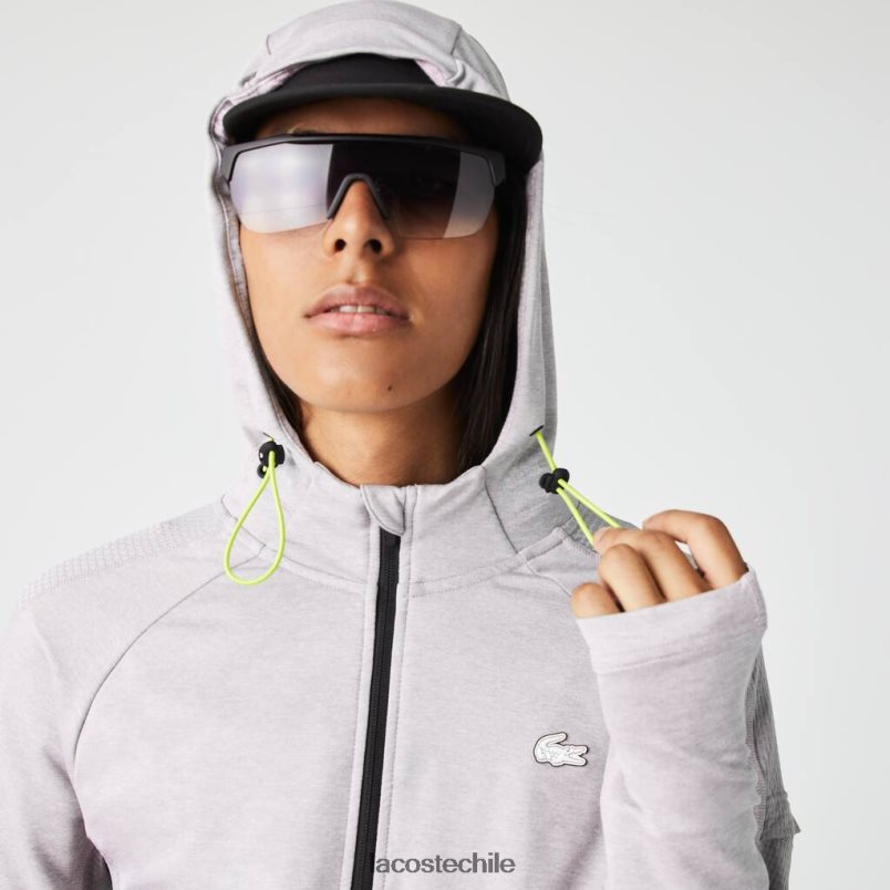 Lacoste hombres sudadera deportiva elástica con cremallera gris chino ...